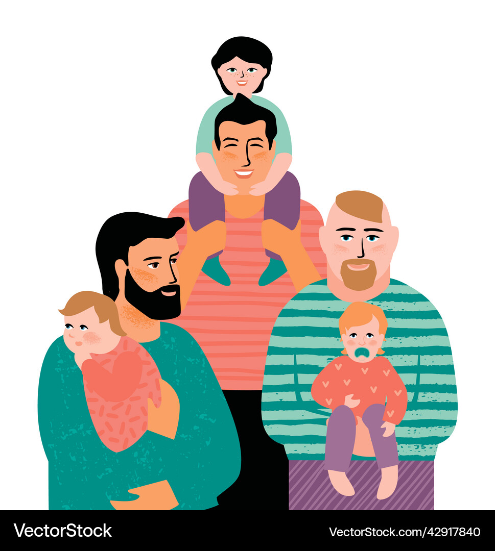 Isolated with men and children Royalty Free Vector Image