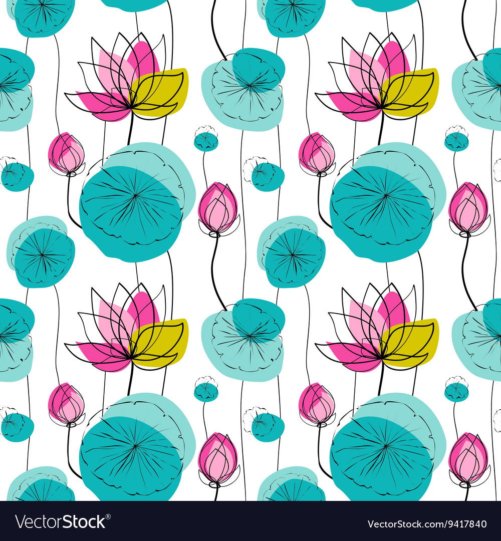 Lotus seamless pattern Royalty Free Vector Image