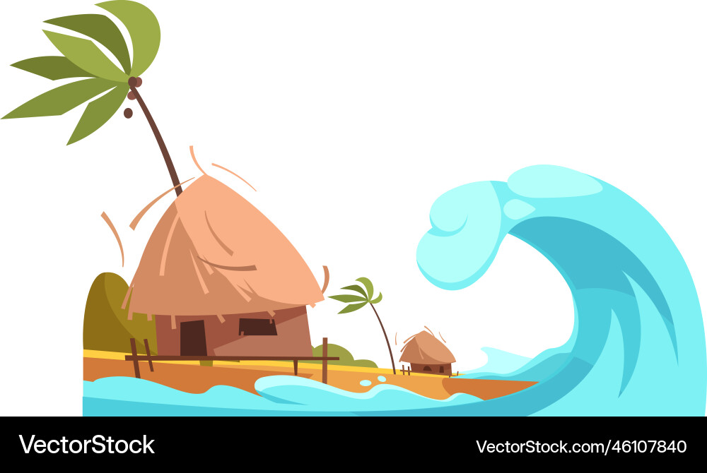 Natural disaster tsunami composition Royalty Free Vector
