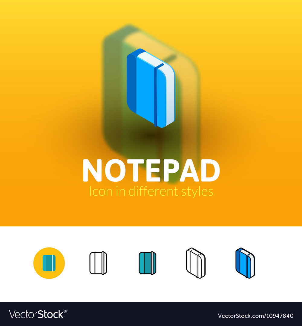 Notepad icon in different style Royalty Free Vector Image