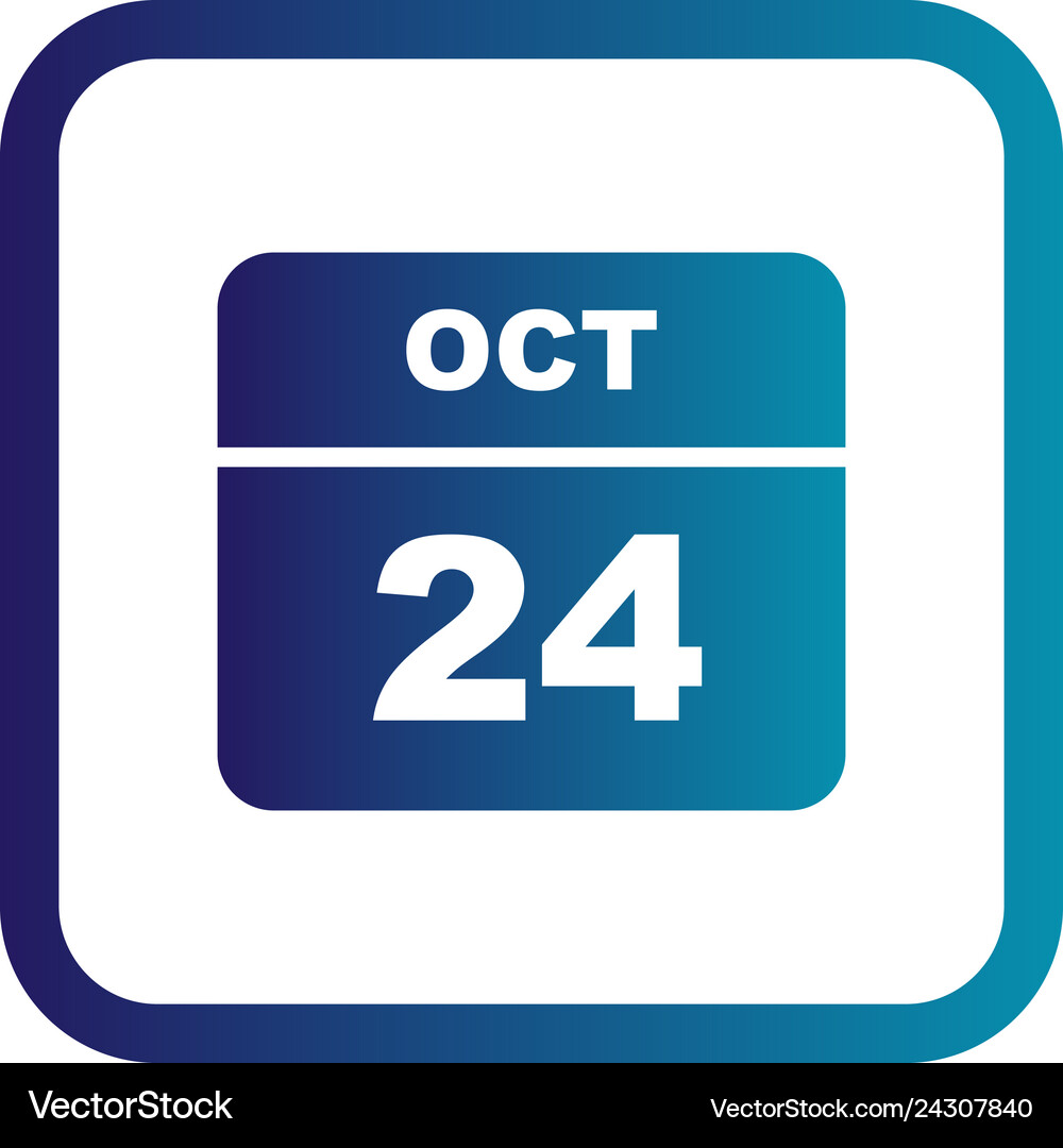 October 24th date on a single day calendar Vector Image