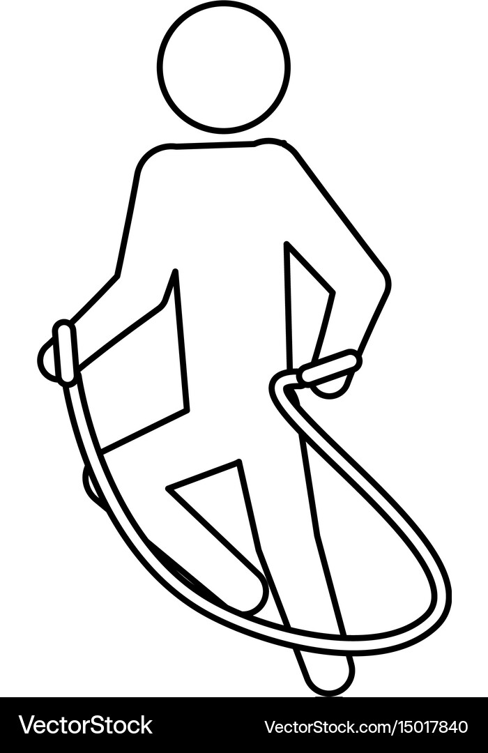 Pictograph man jumping rope workout Royalty Free Vector