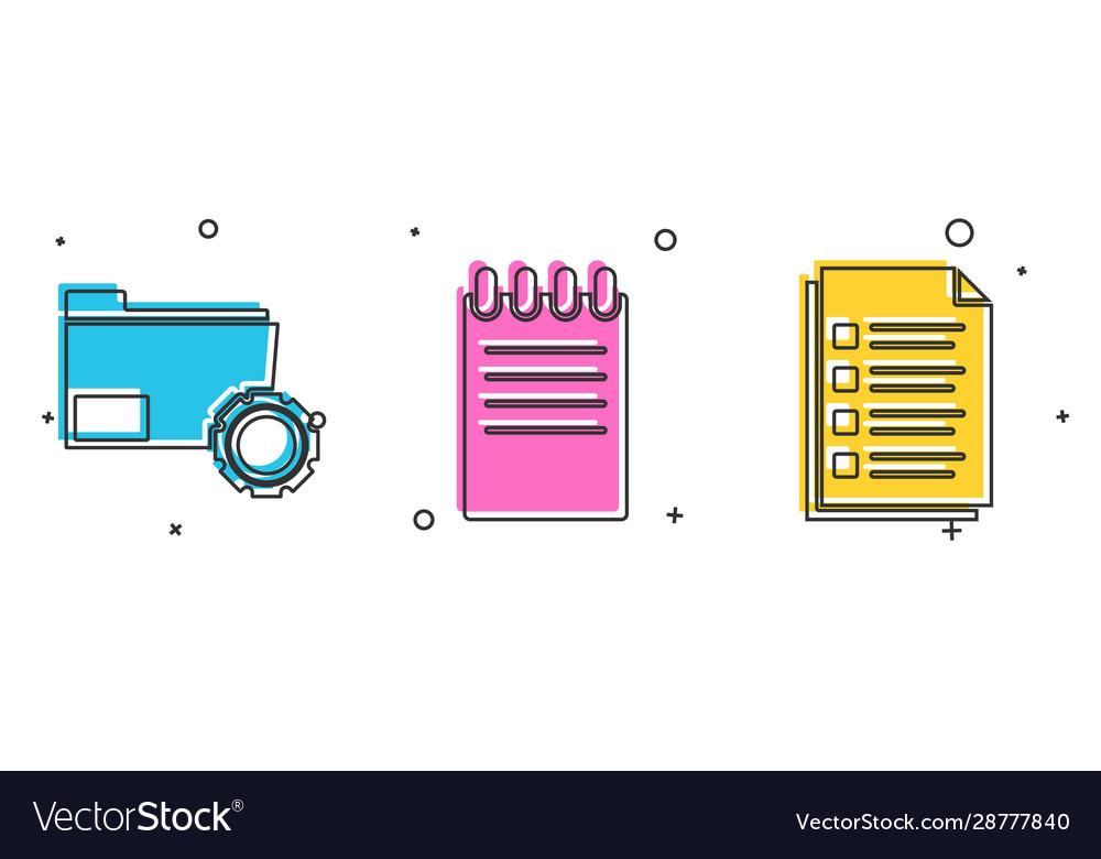 Set Folder Settings With Gears Notebook And File Vector Image