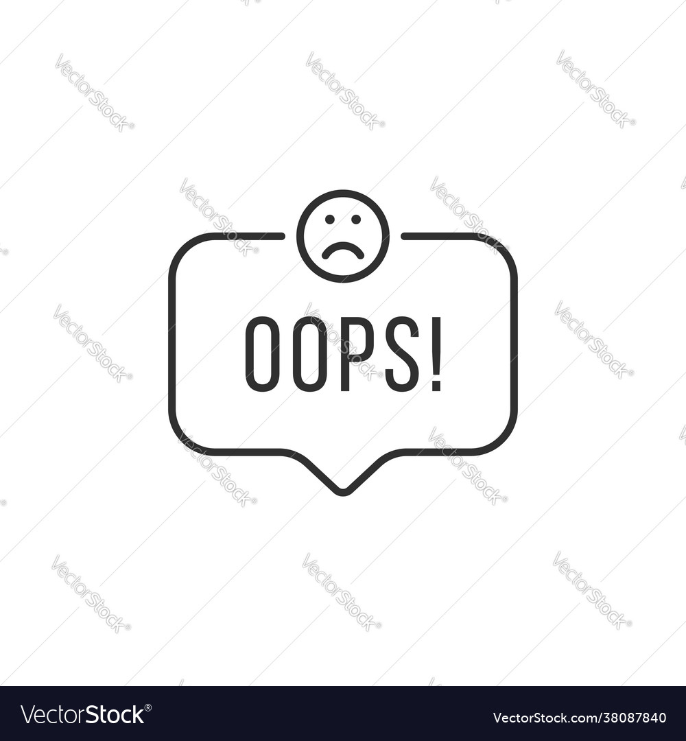 Simple thin line oops speech bubble Royalty Free Vector