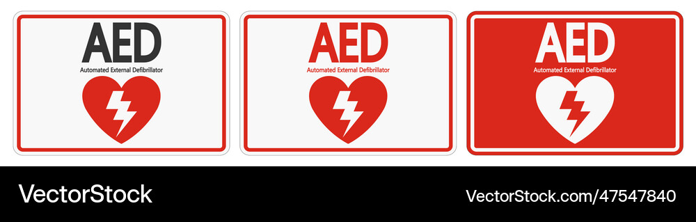 Symbol aed sign label on white background Vector Image