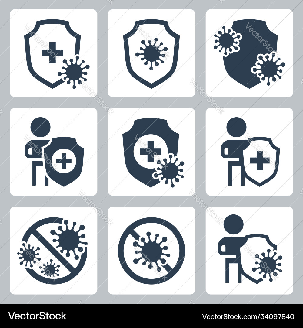 Virus protection related icon set in glyph style Vector Image