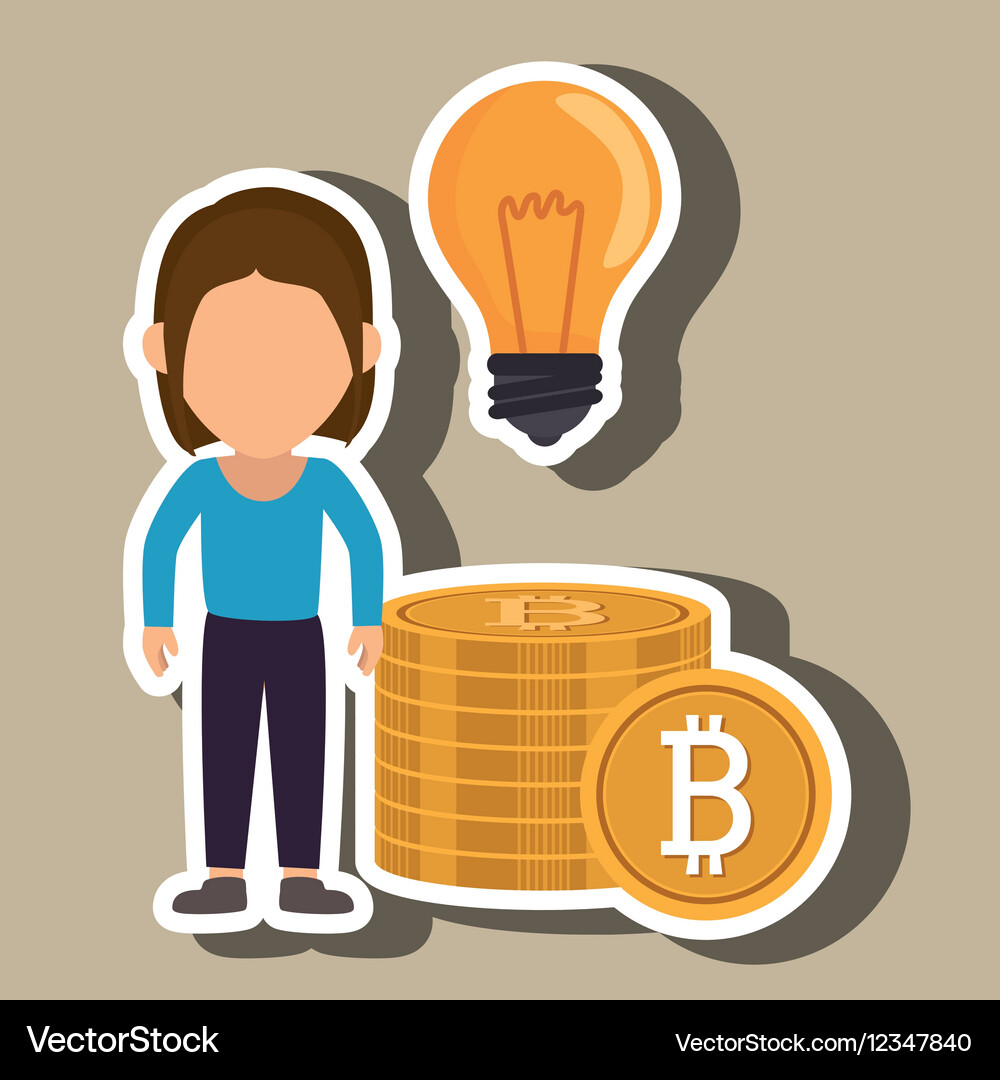 Woman bit coin idea Royalty Free Vector Image - VectorStock