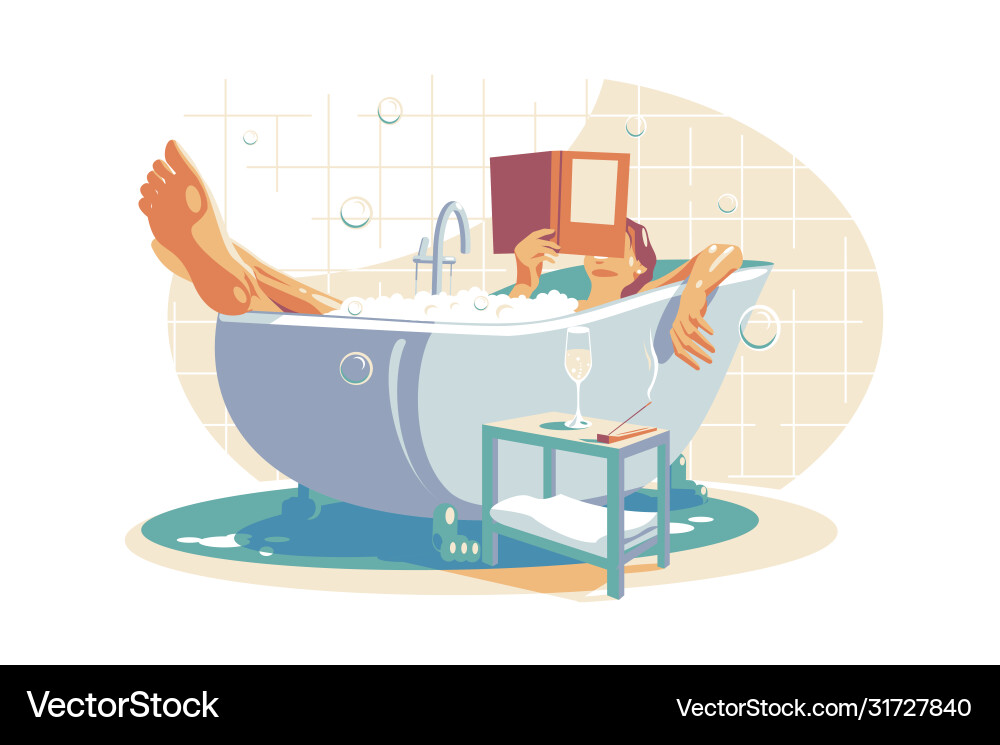 Woman relaxing in bath Royalty Free Vector Image