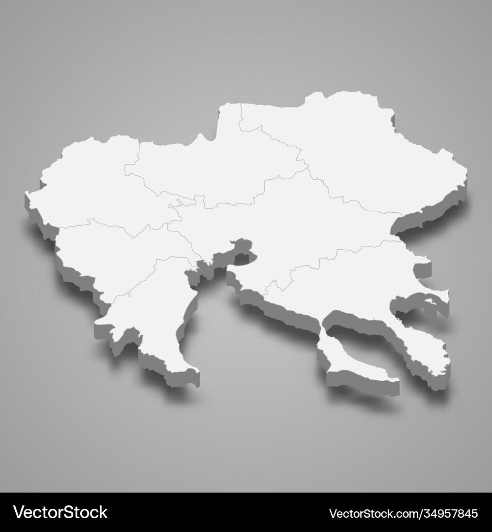 3d isometric map central macedonia is a region Vector Image