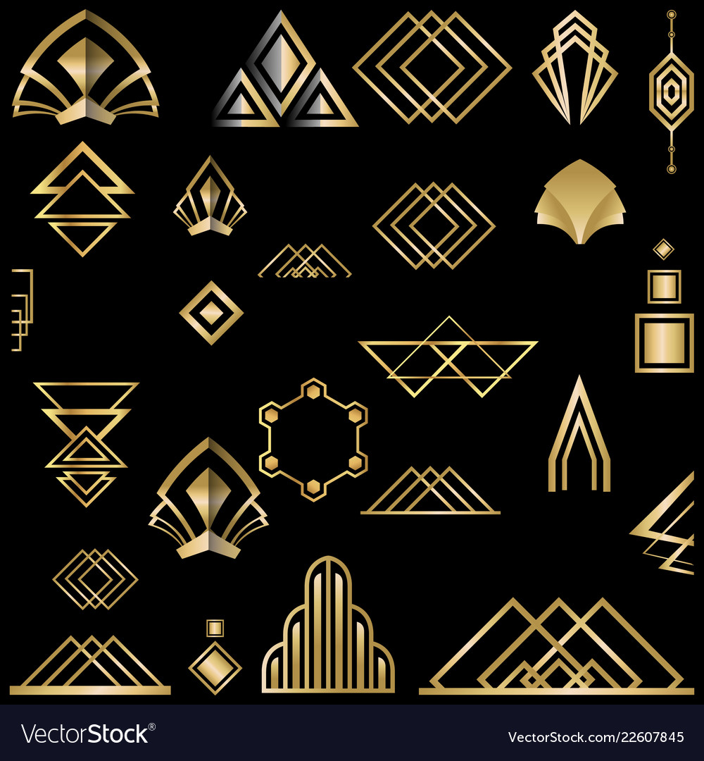 Art Deco Template Golden black Diy Elements Set Vector Image