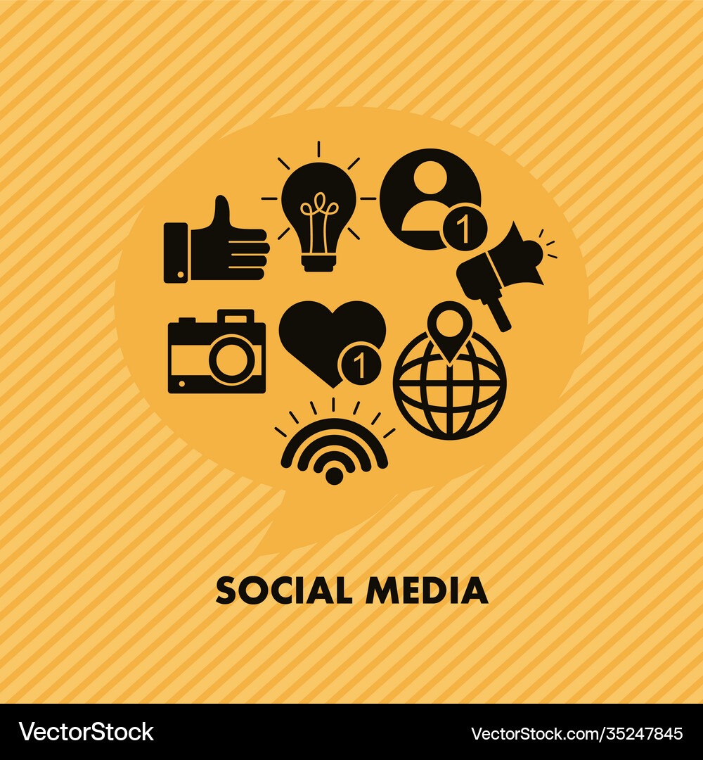 Bundle social media set block style icons Vector Image