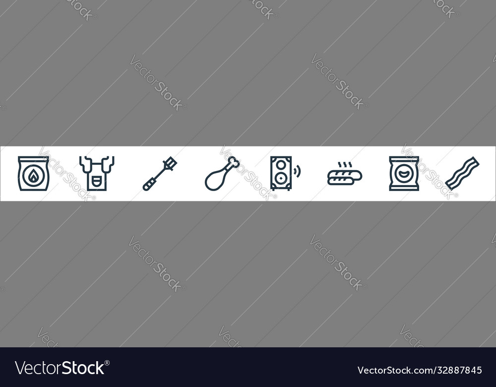 Flat barbecue line icons linear set quality line Vector Image