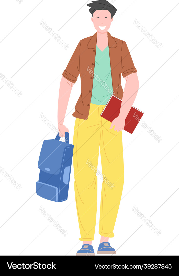 Male student or schoolboy walking Royalty Free Vector Image