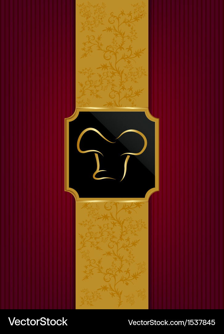 Red restaurant menu and floral label Royalty Free Vector