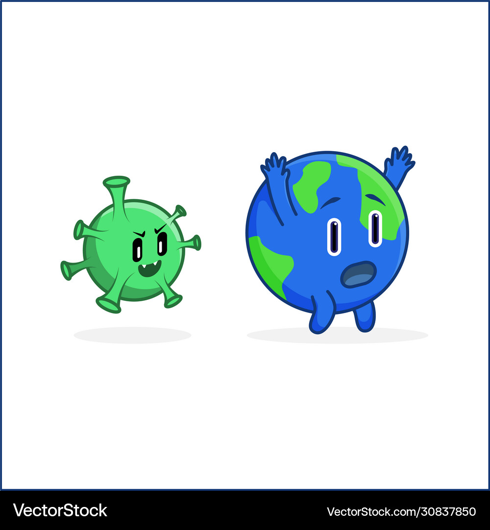 Character virus run chase after character earth Vector Image