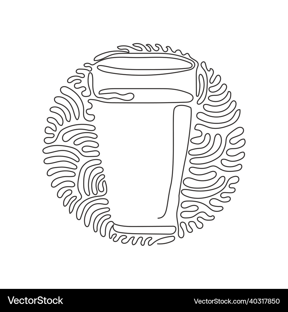 Continuous one line drawing soft drink in glass Vector Image
