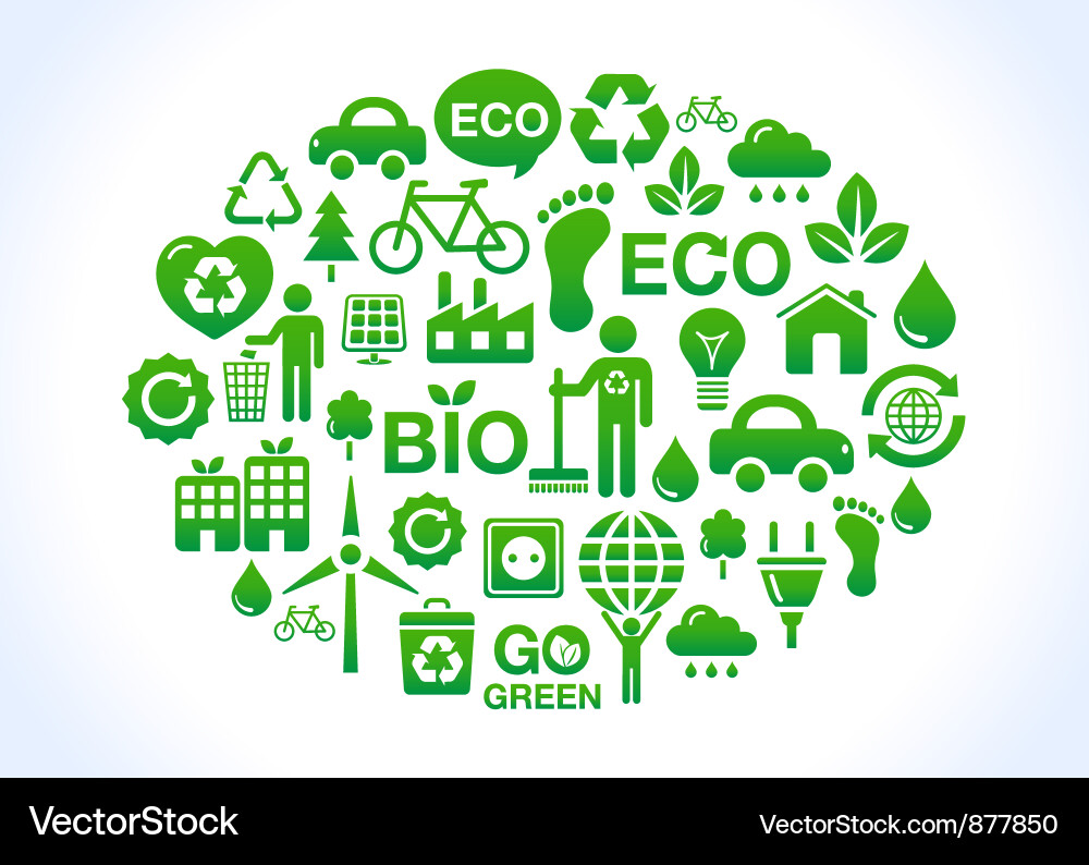 Eco friendly world- icons set Royalty Free Vector Image