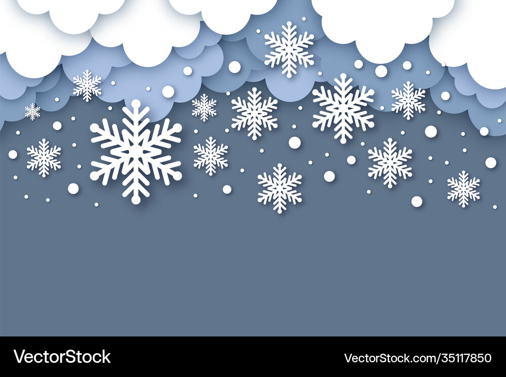 Falling snow white cloud paper cut weather Vector Image