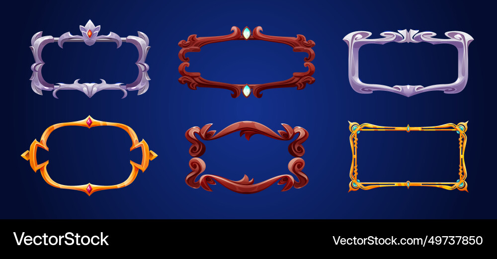 Fantasy game ui frame for avatar or menu banner Vector Image