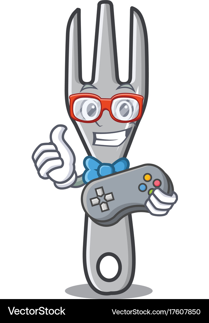 Gamer fork character cartoon style Royalty Free Vector Image