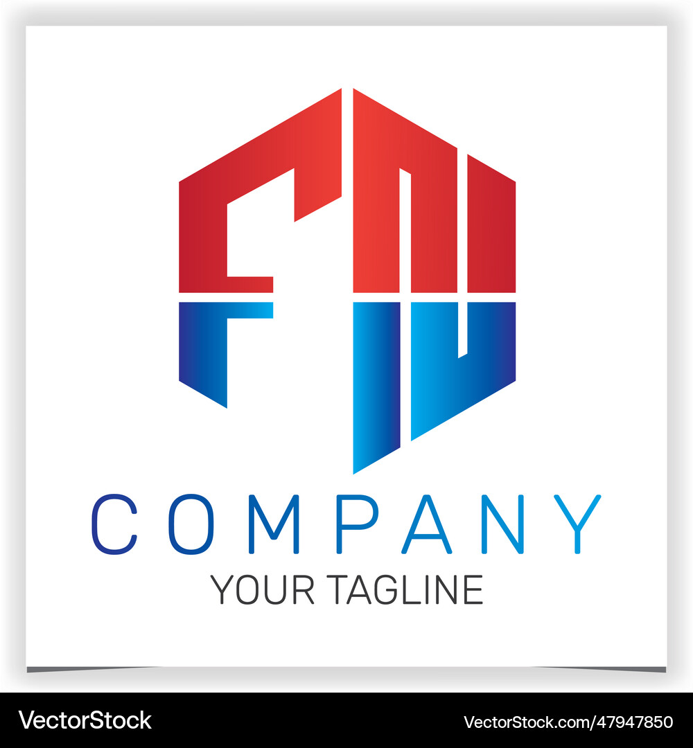 Letter fn initial hexagon logo icon premium Vector Image