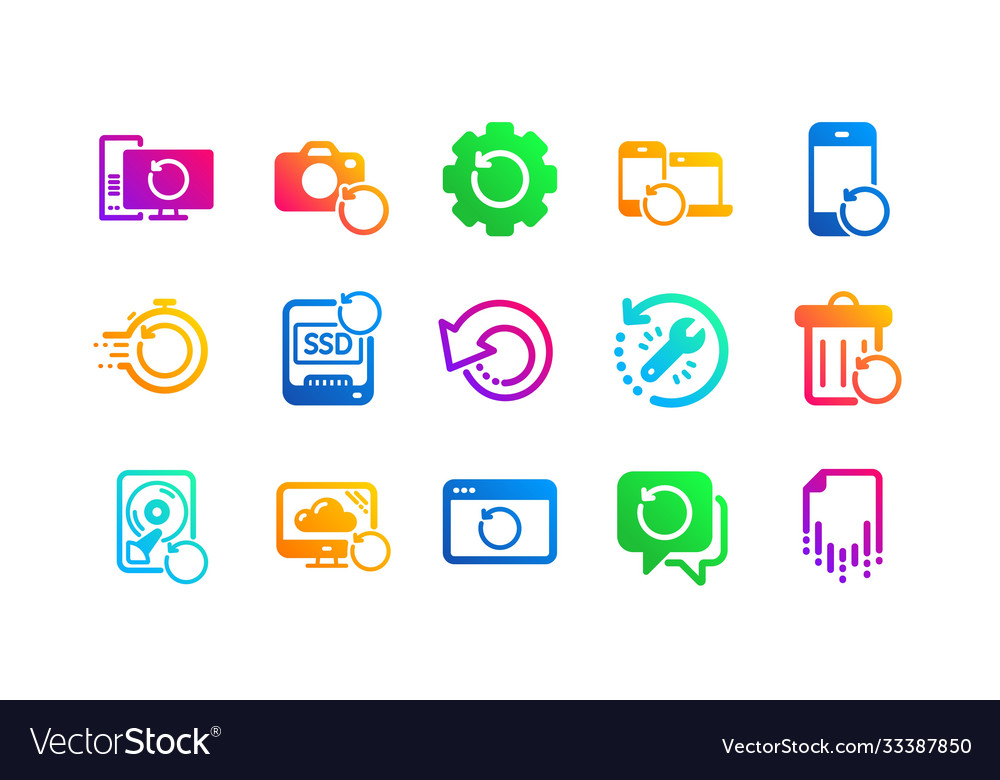 Recovery icons backup restore data and recover Vector Image Recovery icons backup restore data and recover Vector Image
