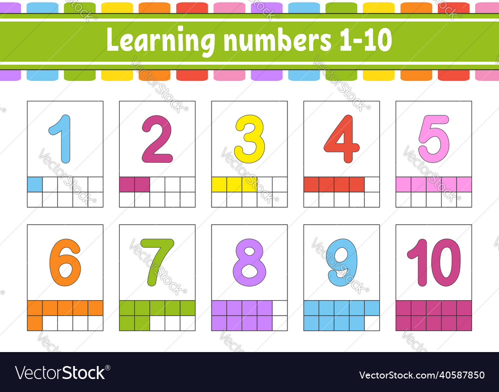 Set flash cards for kids learning numbers 1-10 Vector Image