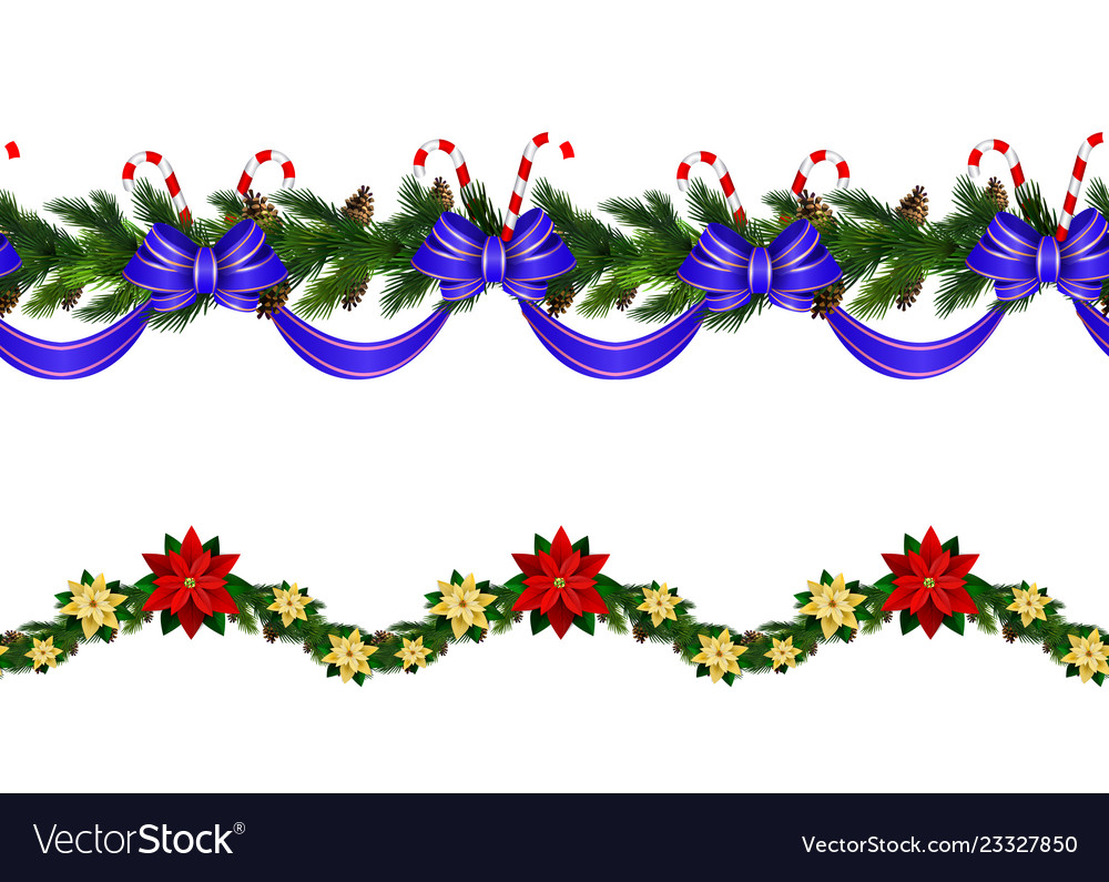 Set n seamless christmas borders Royalty Free Vector Image