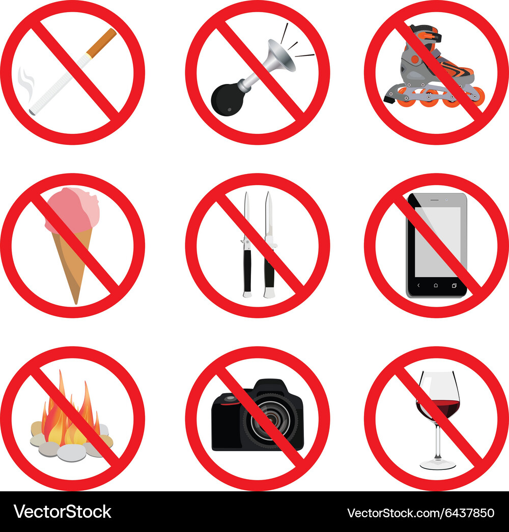 Set of no sign Royalty Free Vector Image - VectorStock