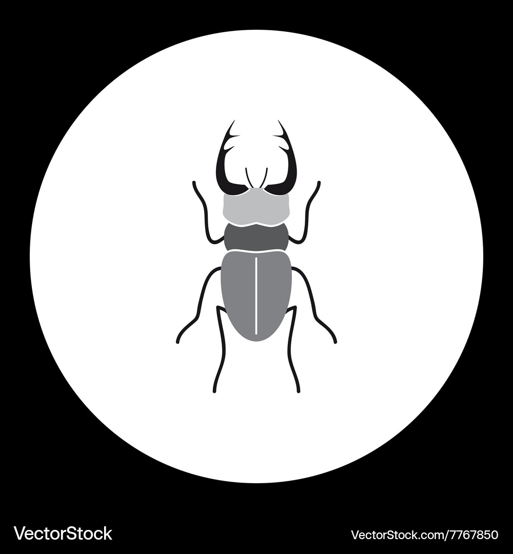 Simple black longhorn beetle icon eps10 Royalty Free Vector