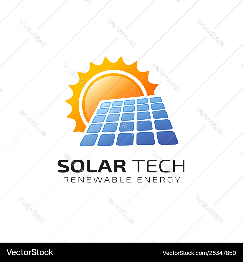 Sun solar energy logo design template solar tech Vector Image