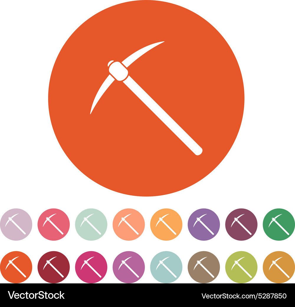 The pick icon Pickax symbol Flat Royalty Free Vector Image