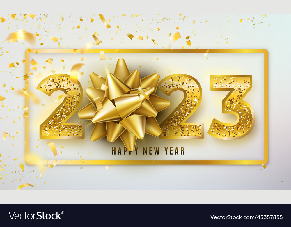 2023 happy new year background with golden Vector Image