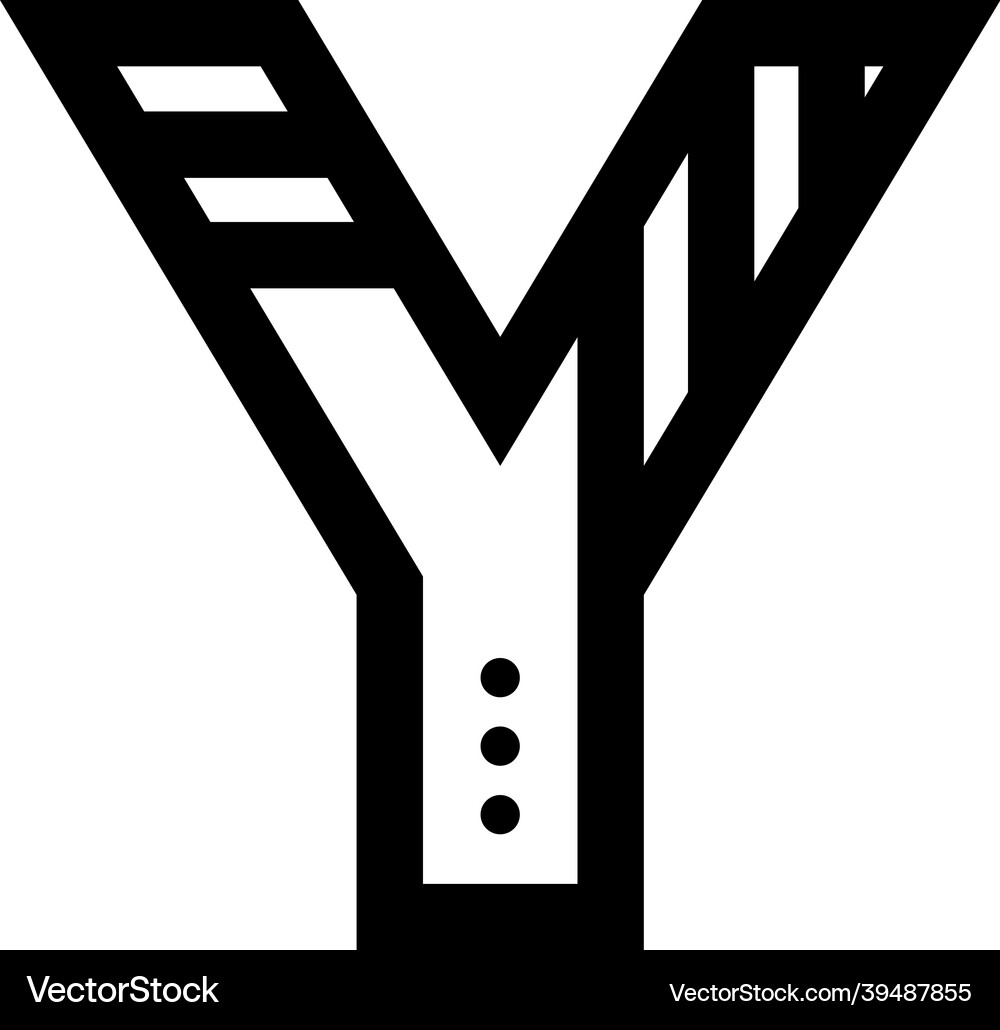 Bold geometric lines dots logo letter y Royalty Free Vector
