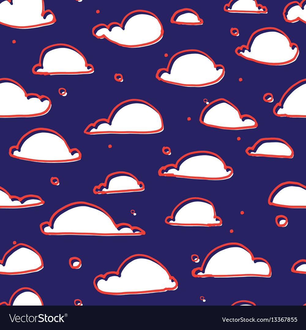 Cute clouds seamless pattern Royalty Free Vector Image