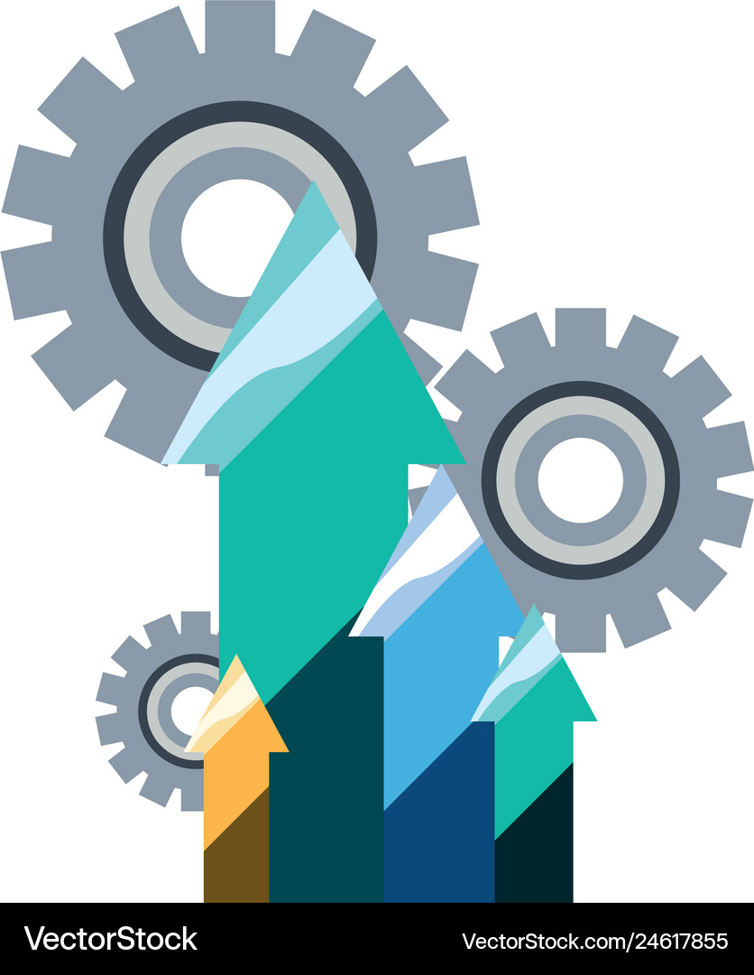 Diagram arrows gears Royalty Free Vector Image