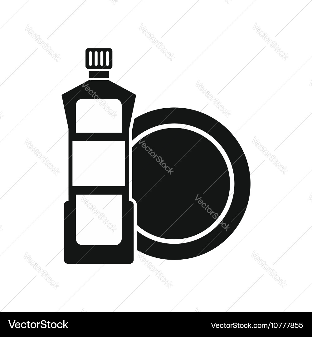 Dishwashing liquid detergent and dish icon Vector Image
