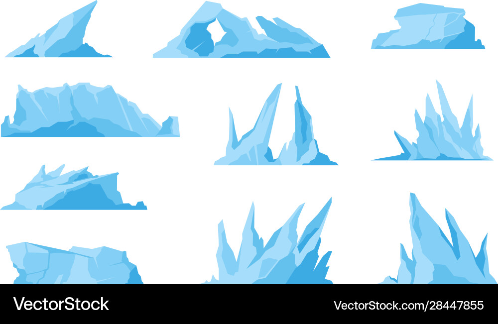 Glaciers icebergs ice mountains and compressed Vector Image