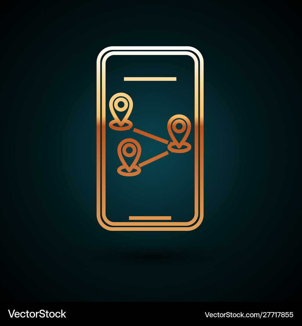 Gold line infographic city map navigation icon Vector Image