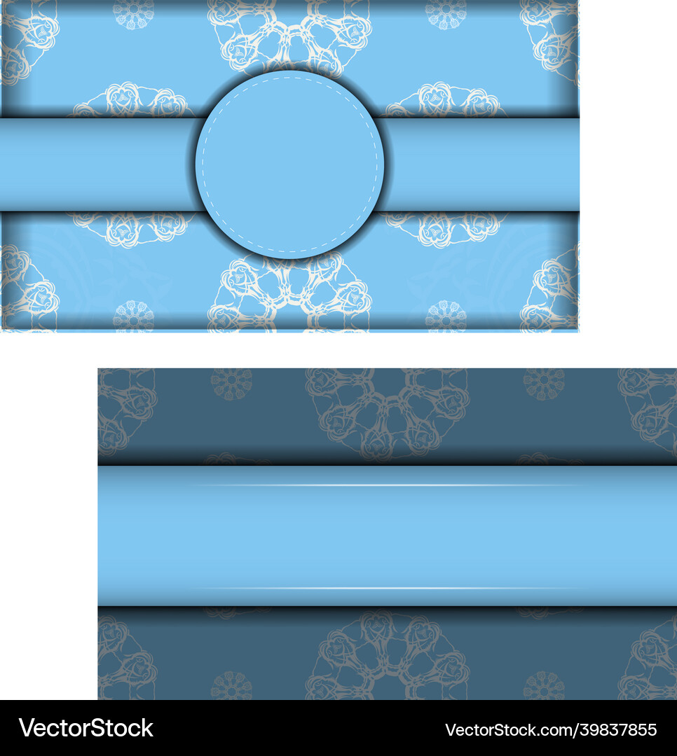 Greeting card is light blue with a luxurious Vector Image