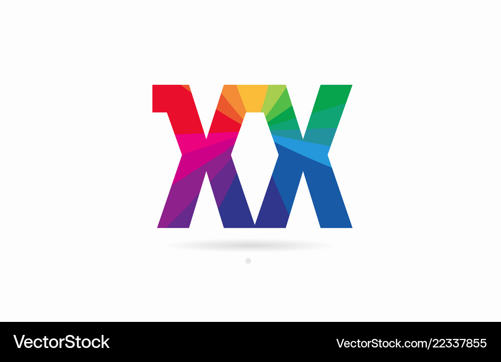 Rainbow colored alphabet combination letter xx x Vector Image