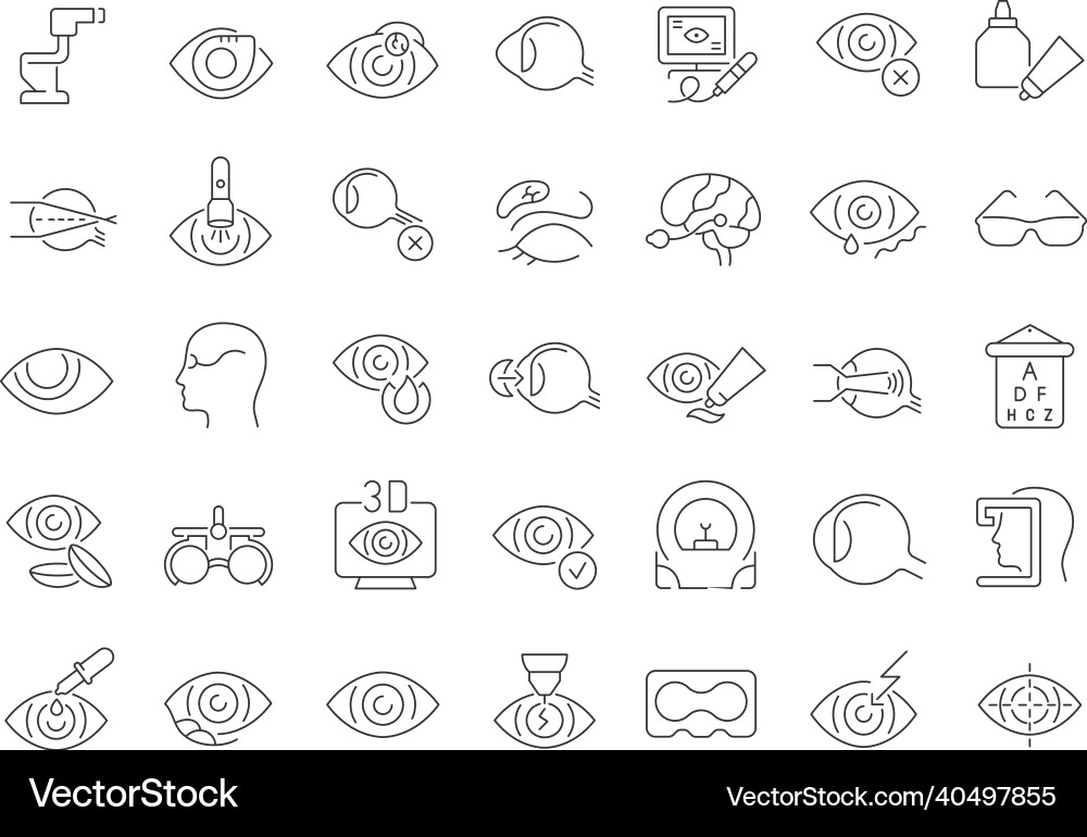 Set of linear icons ophthalmology Royalty Free Vector Image