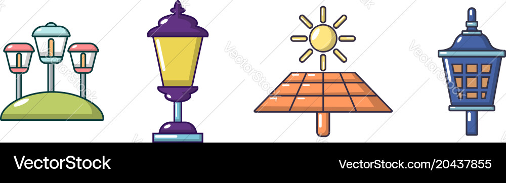 Street light icon set cartoon style Royalty Free Vector