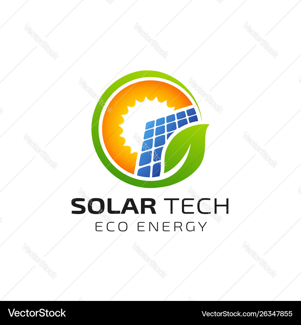 Sun solar energy logo design template eco Vector Image