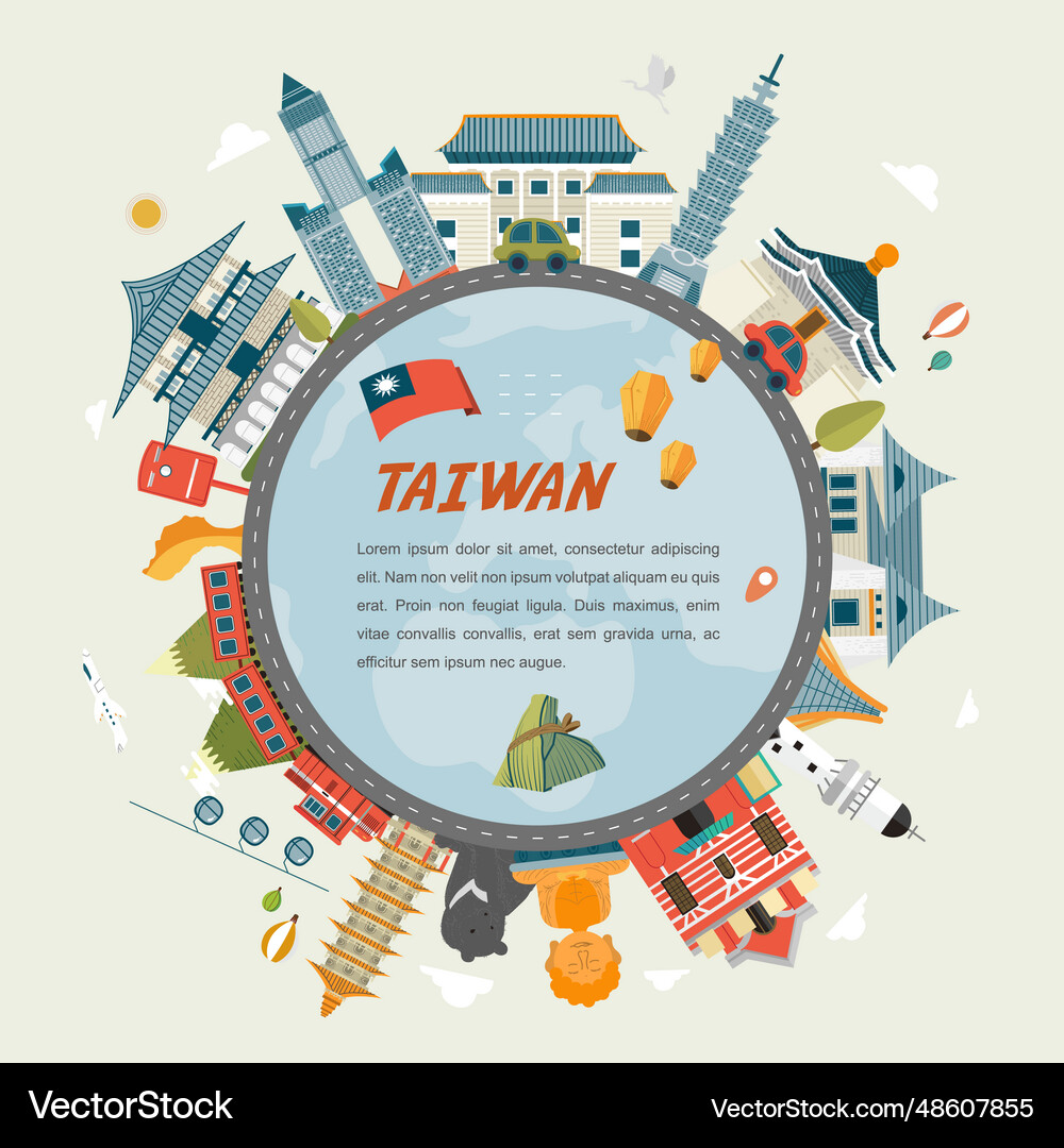 Taiwan travel poster design Royalty Free Vector Image