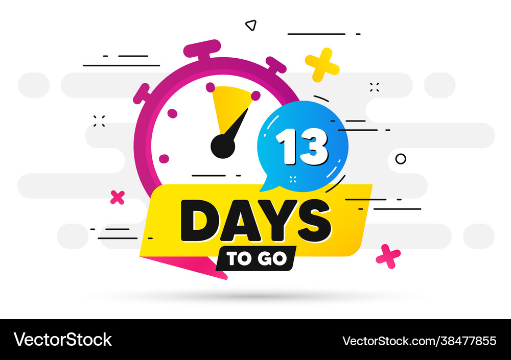 Thirteen days left icon 13 to go Royalty Free Vector Image
