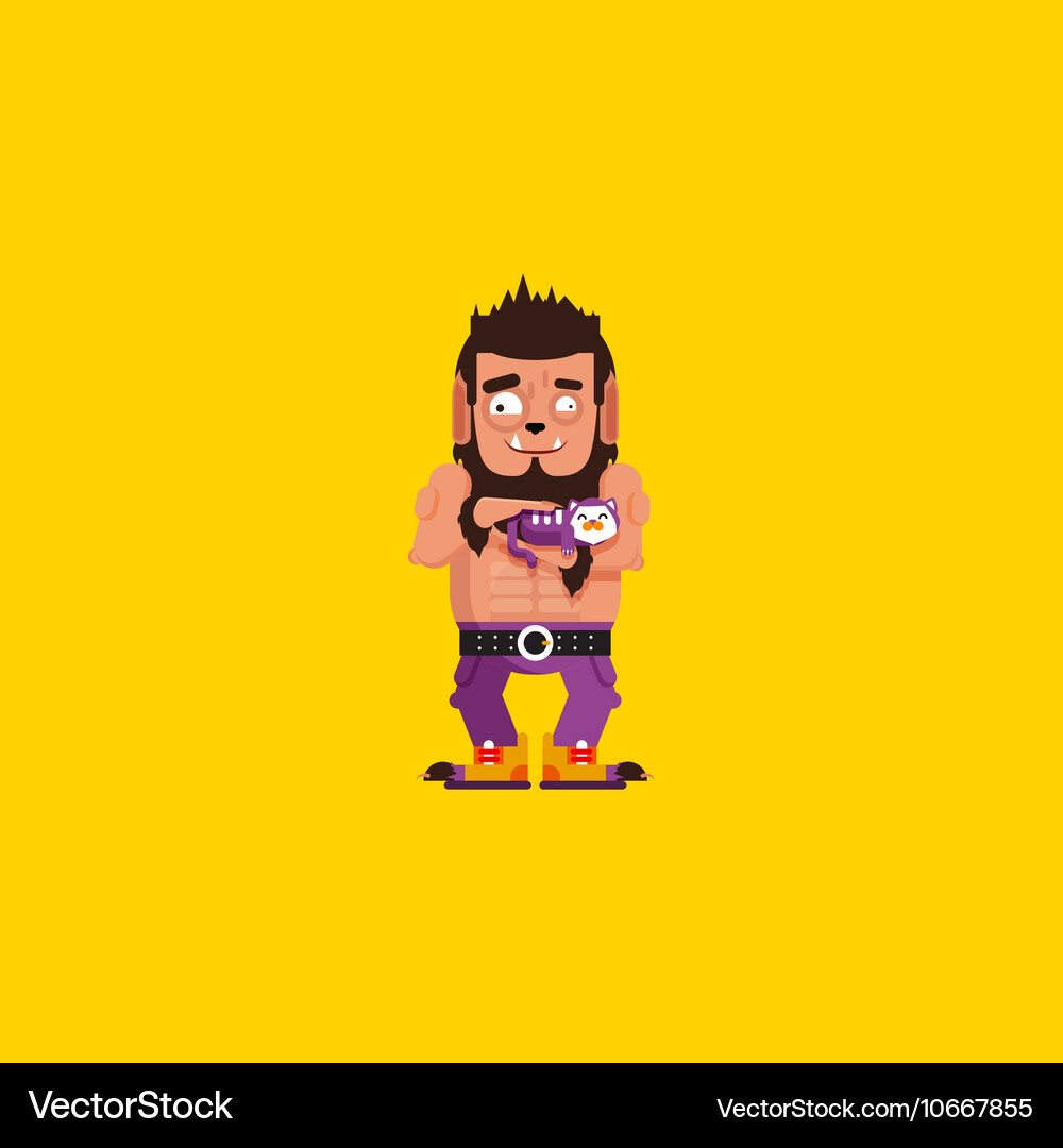 Werewolf with a kitten for halloween wolfman Vector Image
