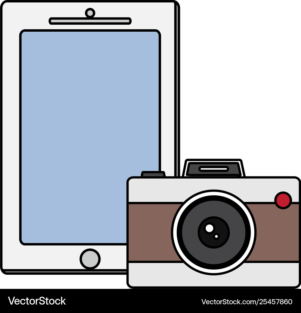 Camera photographic with smartphone Royalty Free Vector