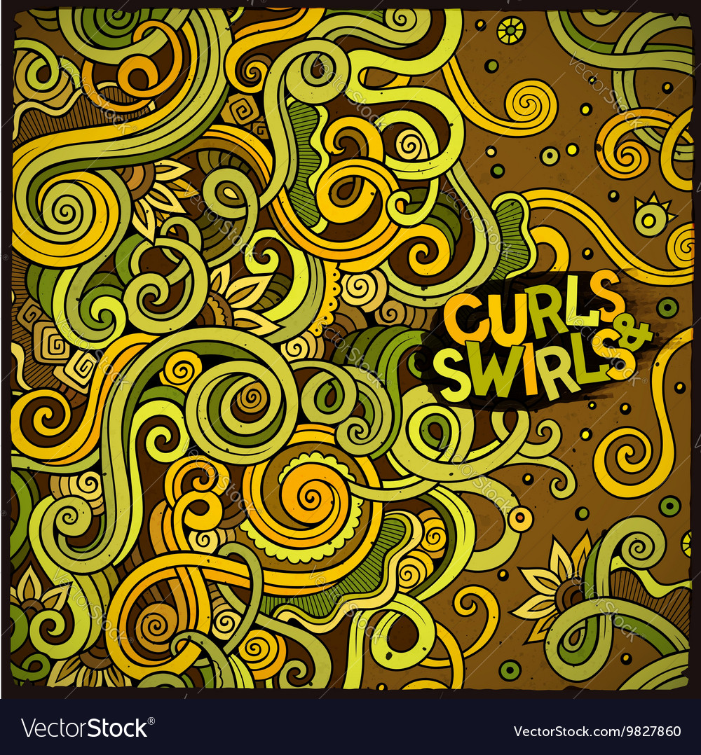 Cartoon cute doodles curls frame design Royalty Free Vector