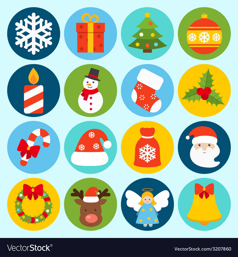 Christmas icons set Royalty Free Vector Image - VectorStock